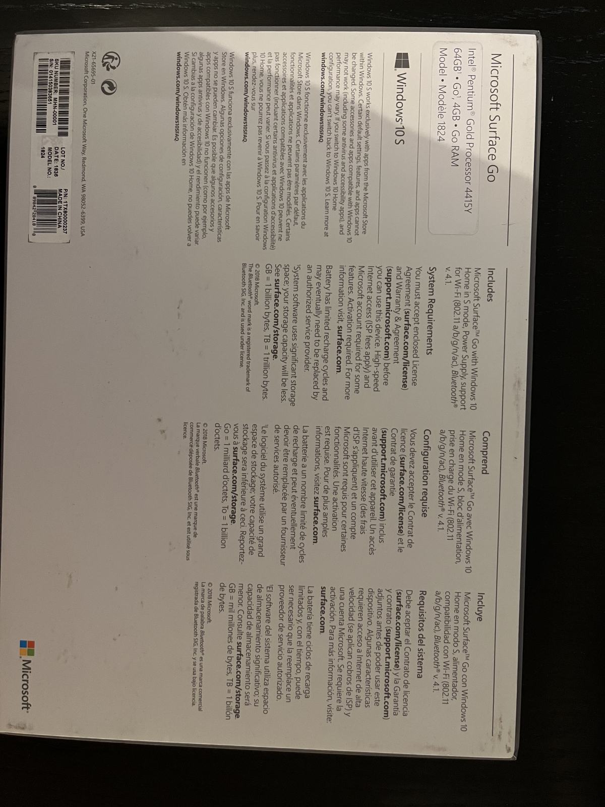 Microsoft Surface Go Tablet+Laptop