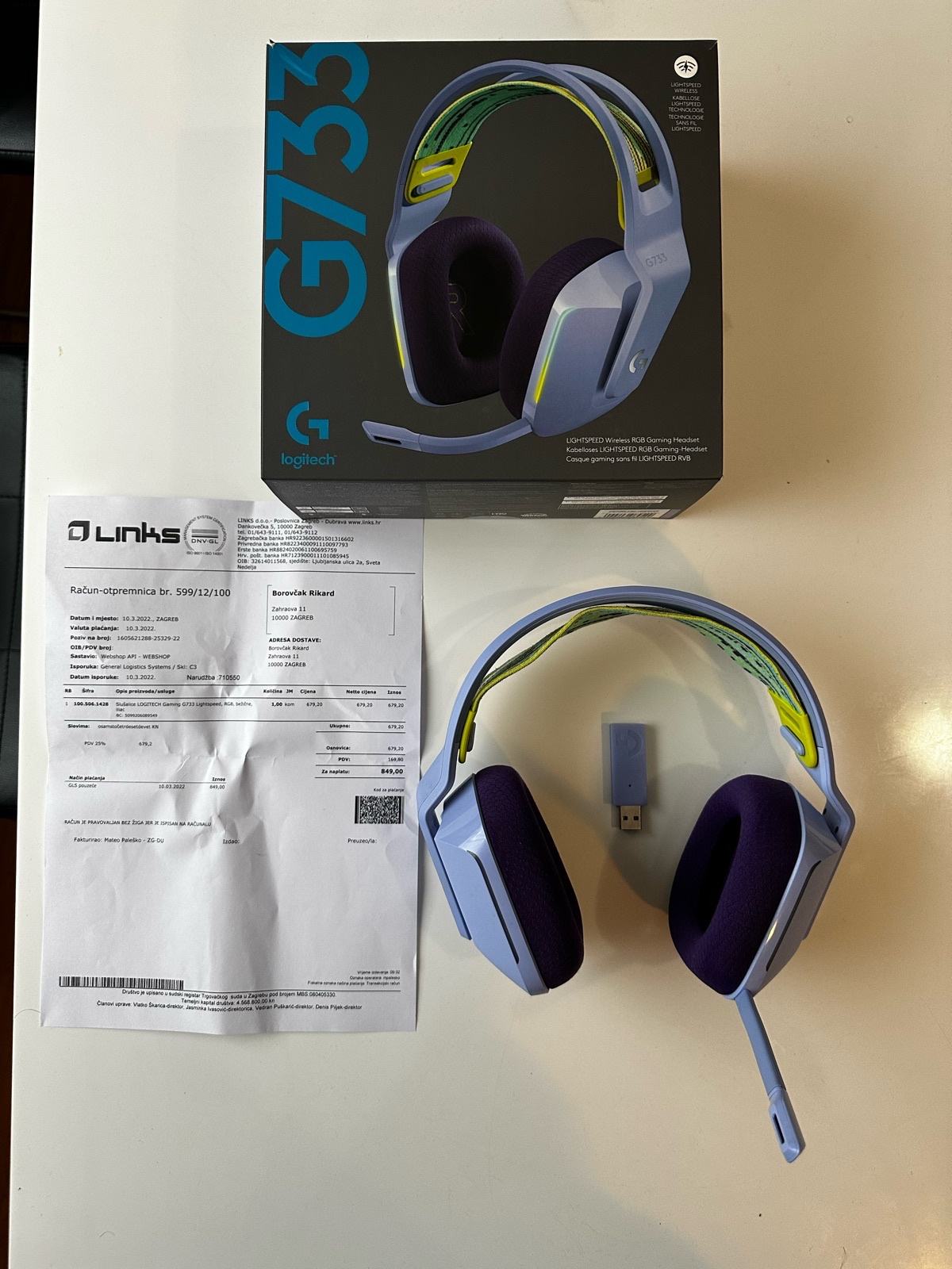 Logitech Gaming G733 Lightspeed, RGB, bezicne