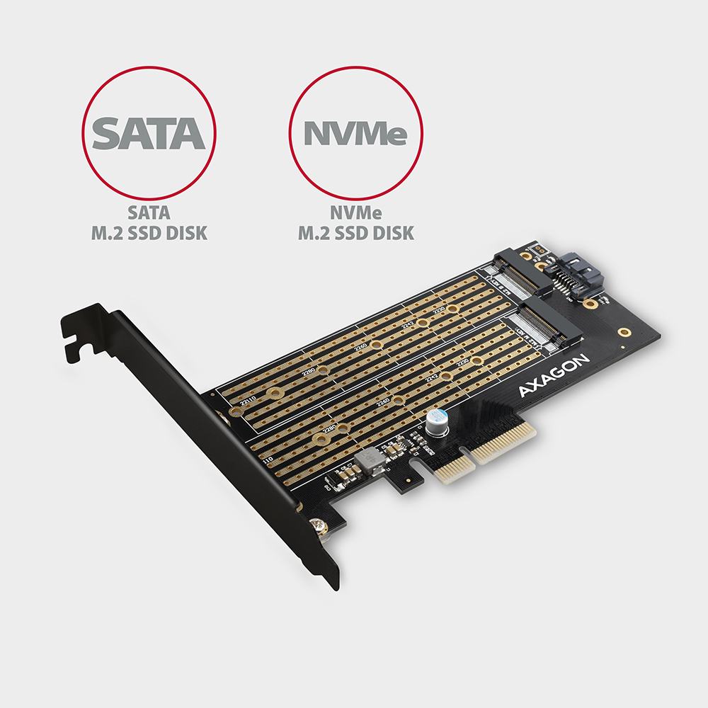 Adapter AXAGON PCEM2-D PCIE NVME+SATA M.2