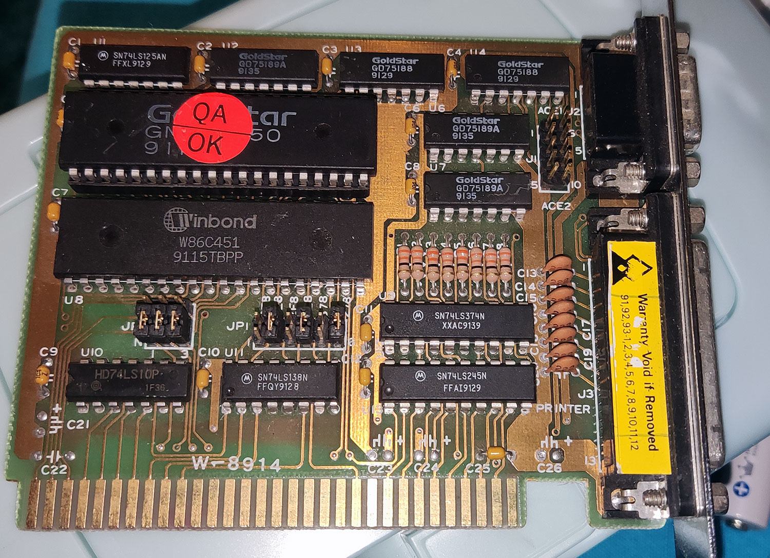 Retro ISA Winbond kontroler kartica serijski port printer / parallel