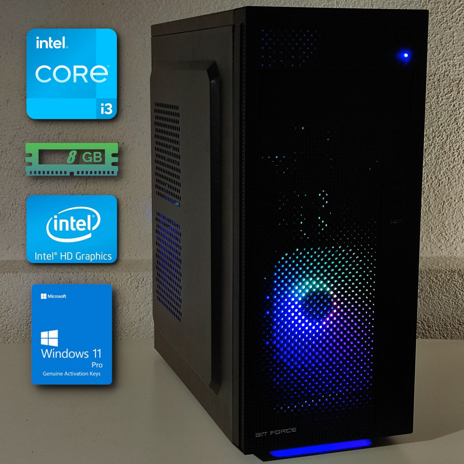 PC BitForce Strike BS-3 - Core i3 | 8GB | Intel HD 2GB | Win 11 PRO