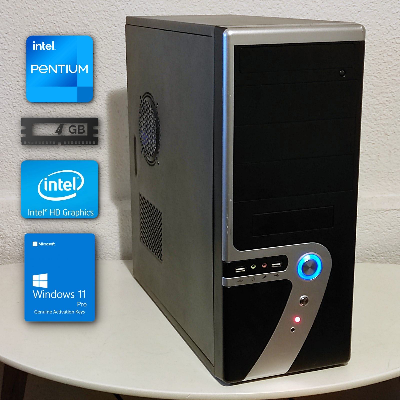 PC Fortrek Silver - Intel Pentium/4GB/Intel HD/Win 11 Pro