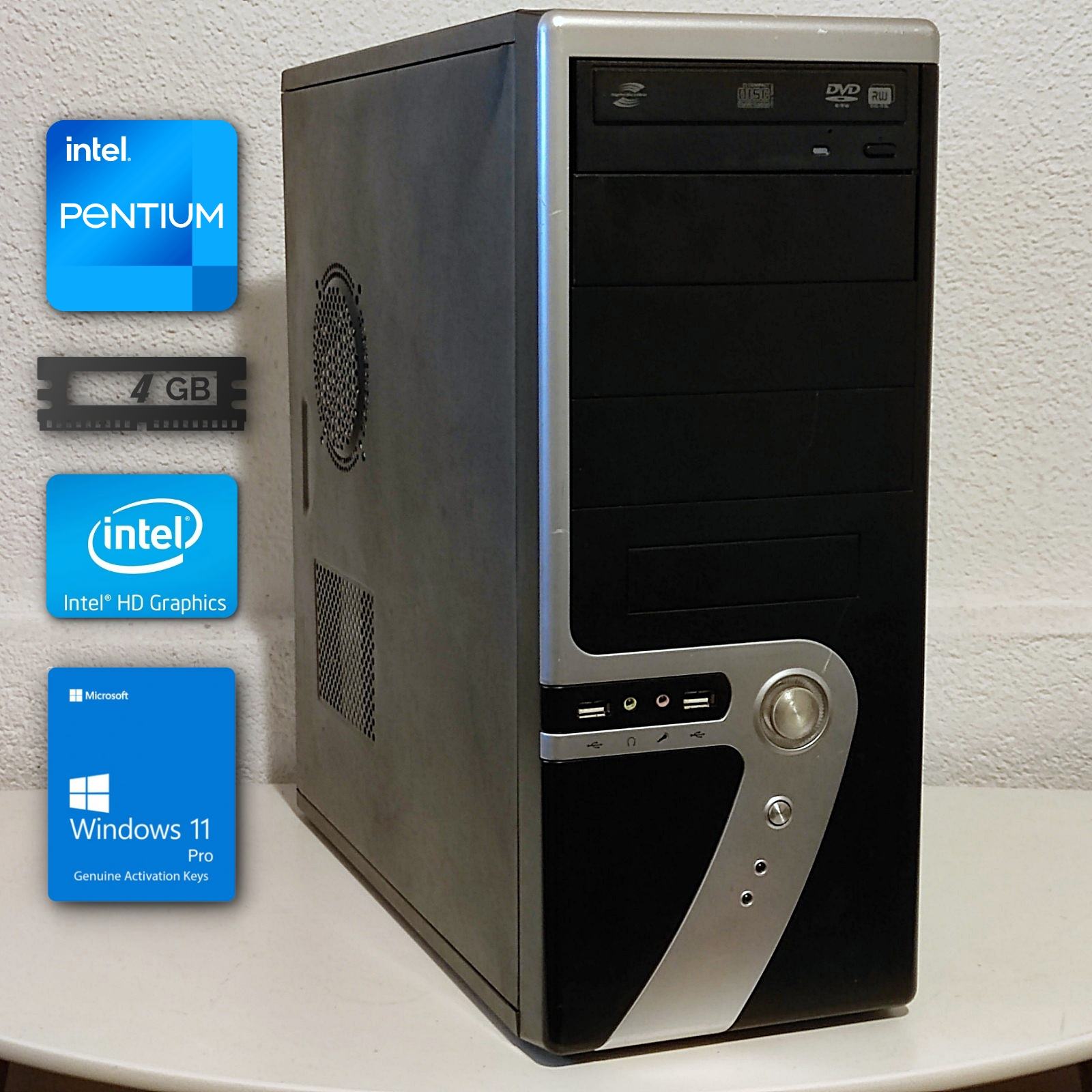 PC Fortrek Silver - Intel Pentium/4GB/Intel HD/Win 11
