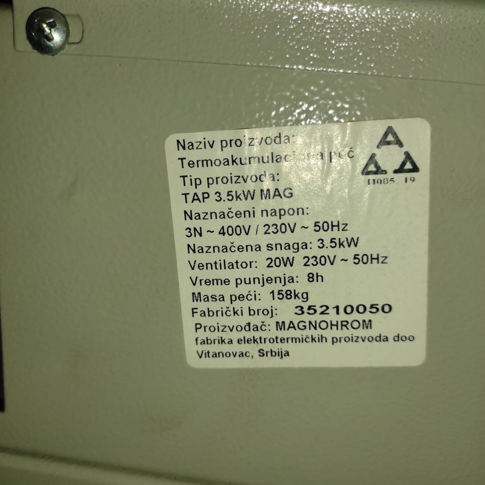 termoakumulaciona peć 3,5kw