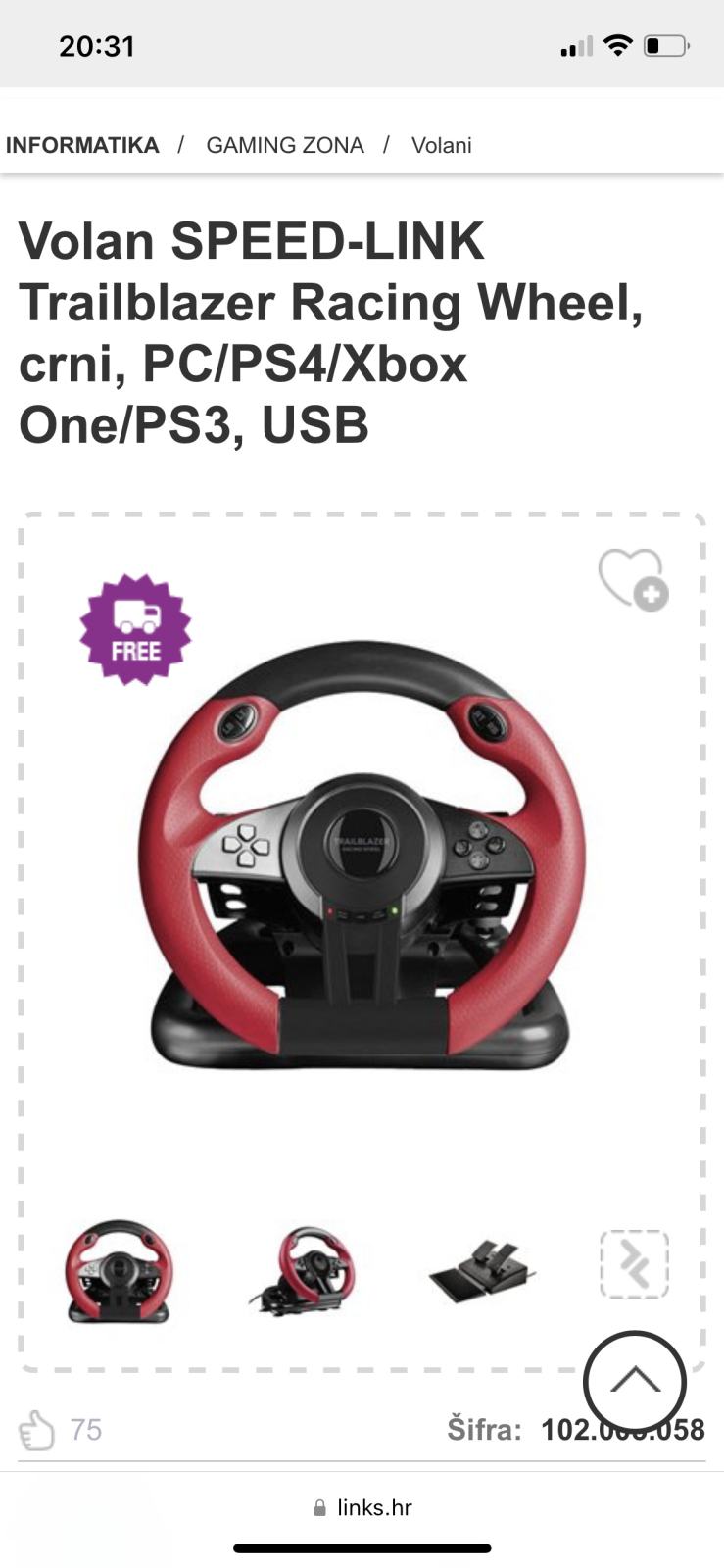 Volan OPREMA ZA IGRE PS3 SPEEDLINK TRAILBLAZER PS4/XBOX/PS3