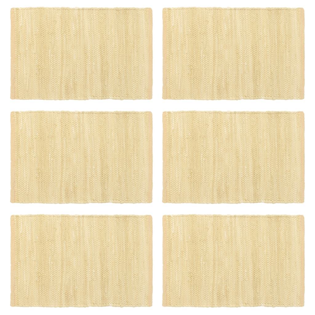 Podmetači za stol 6 kom chindi obični bež 30 x 45 cm pamučni - NOVO