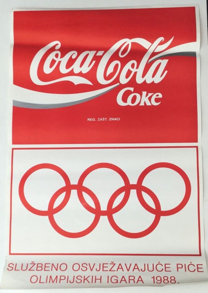 COCA-COLA SPONZOR OLIMPIJSKI IGARA 1988 , REKLAMNI PLAKAT