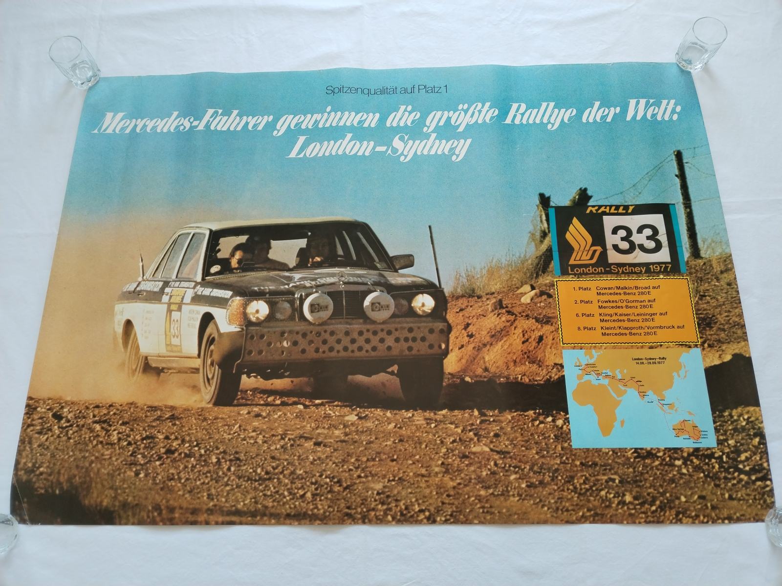 ORIGINALNI PLAKAT POSTER MERCEDES-BENZ 123 RALLY LONDON-SIDNEY 84x59cm