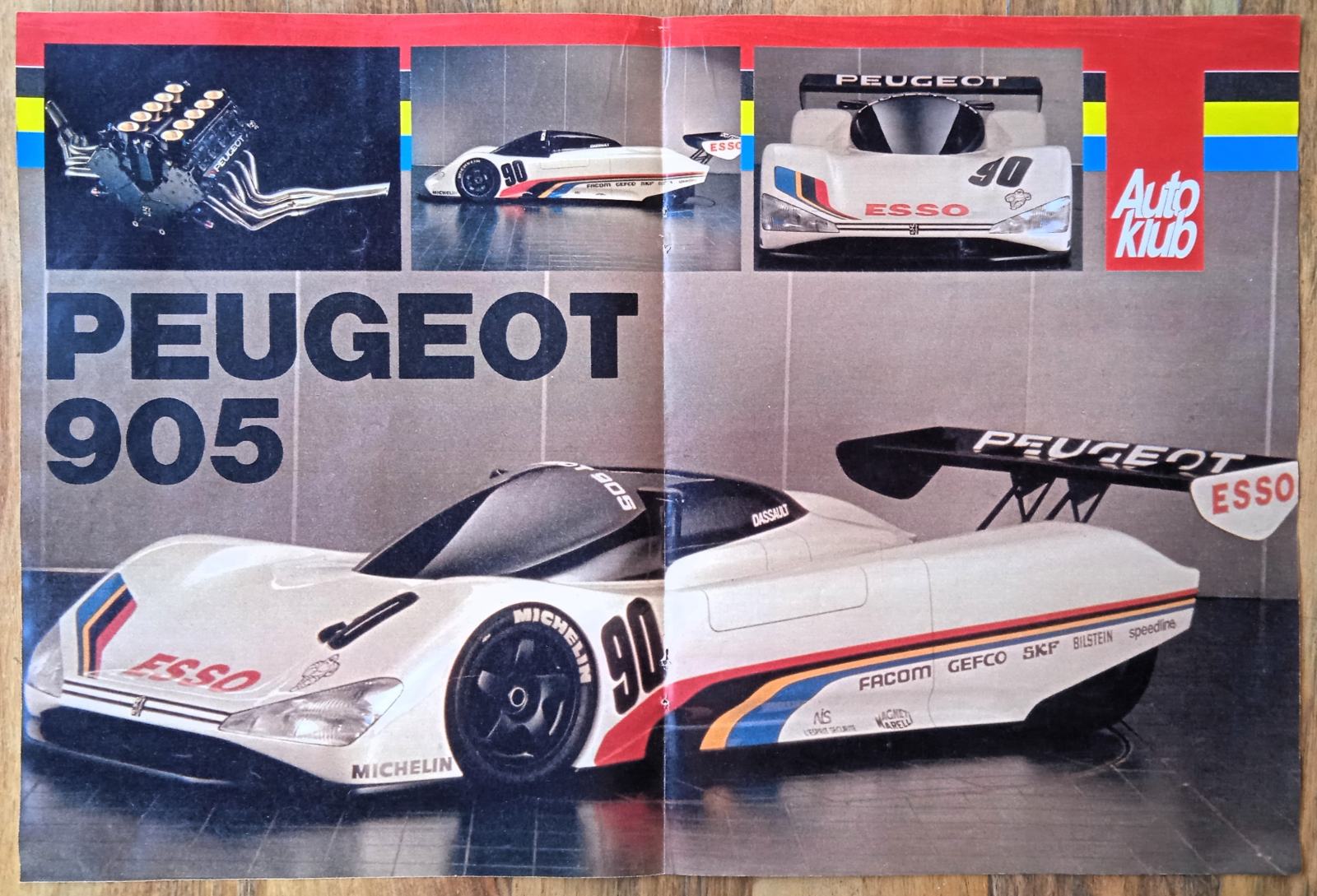POSTER - PEUGEOT 905 AUTO Moto racing - Auto klub 1990