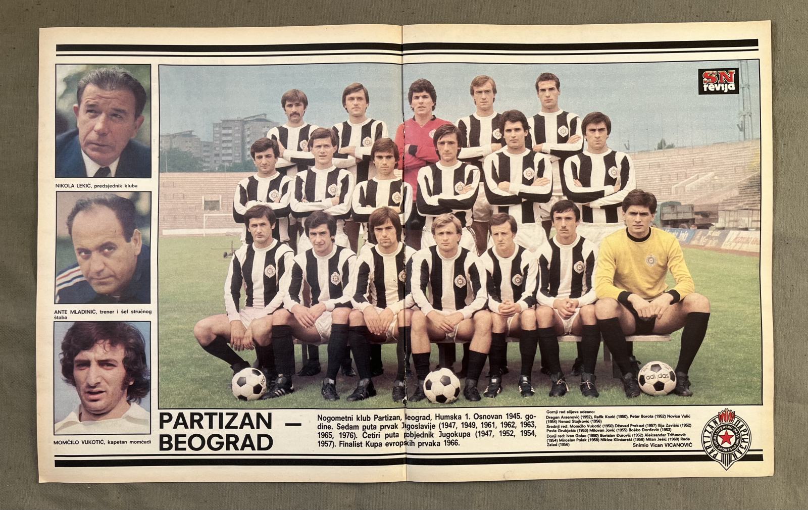 POSTER IZ SN REVIJE - FK PARTIZAN BEOGRAD