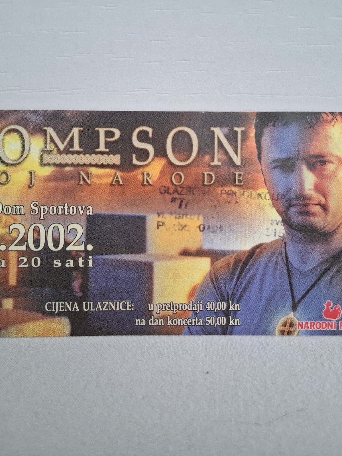 Ulaznica za Thompsonov koncert 2002