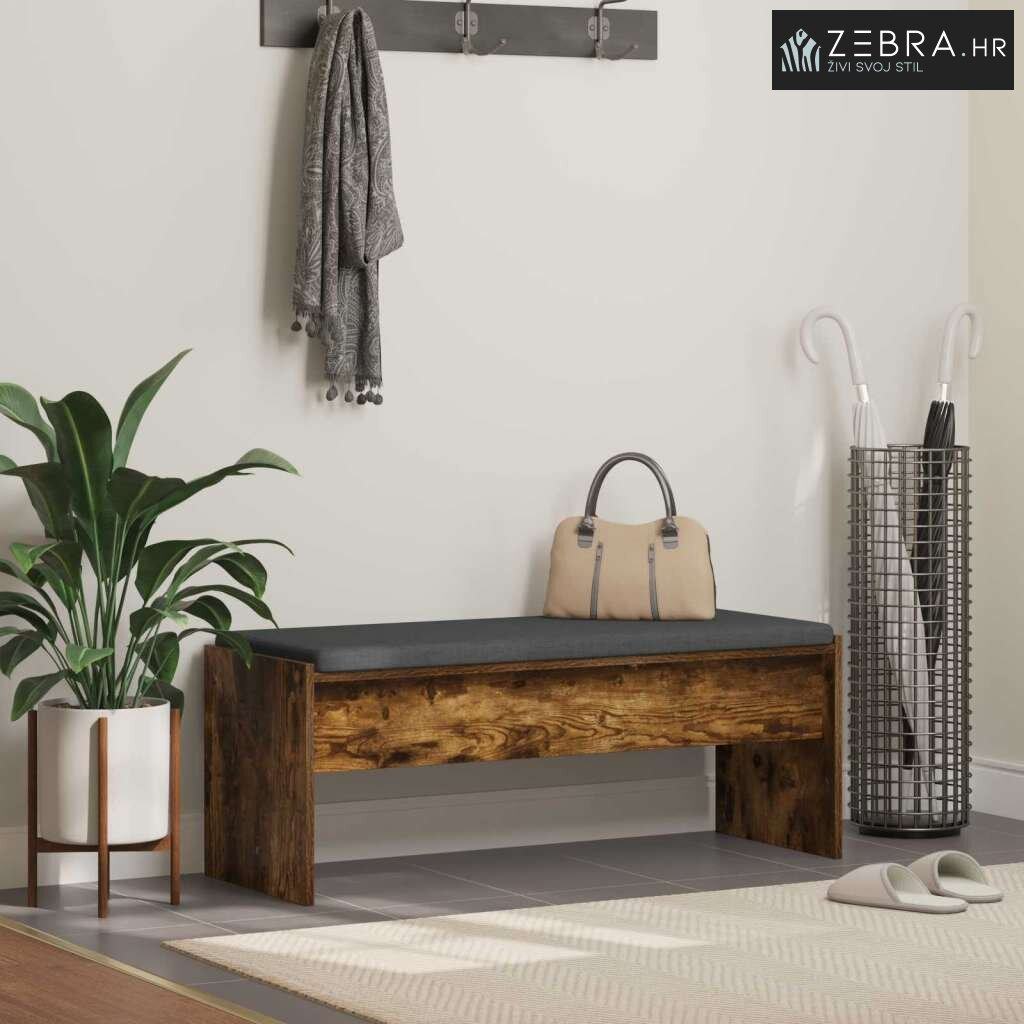 Klupa za hodnik s jastukom Dimljeni hrast 103 x 38 x 40 cm - Dimljeni