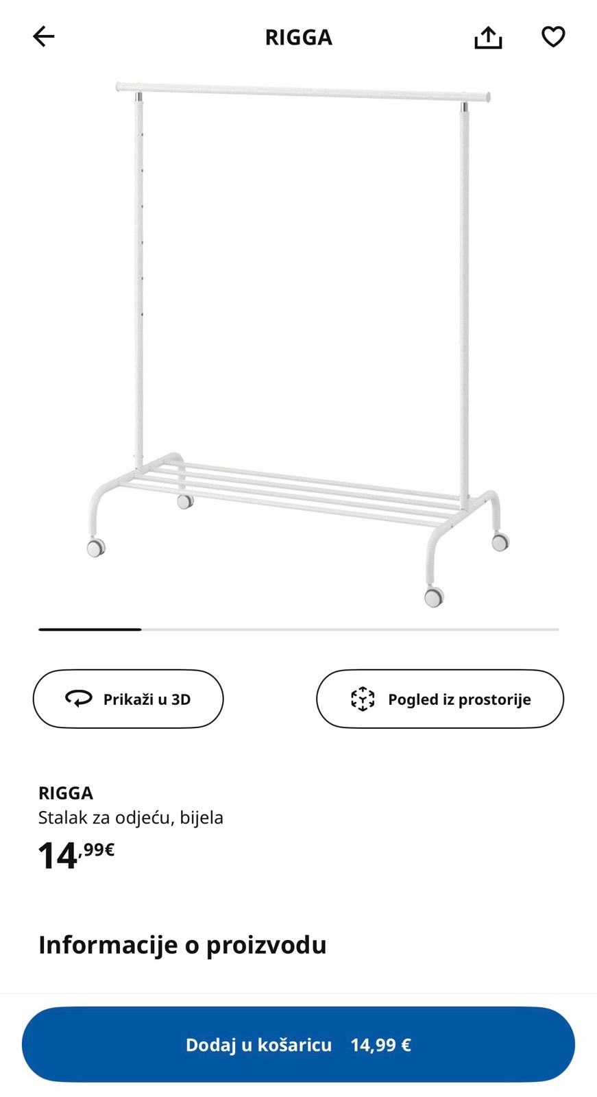 IKEA RIGGA stalak za odjeću – rabljen, više komada