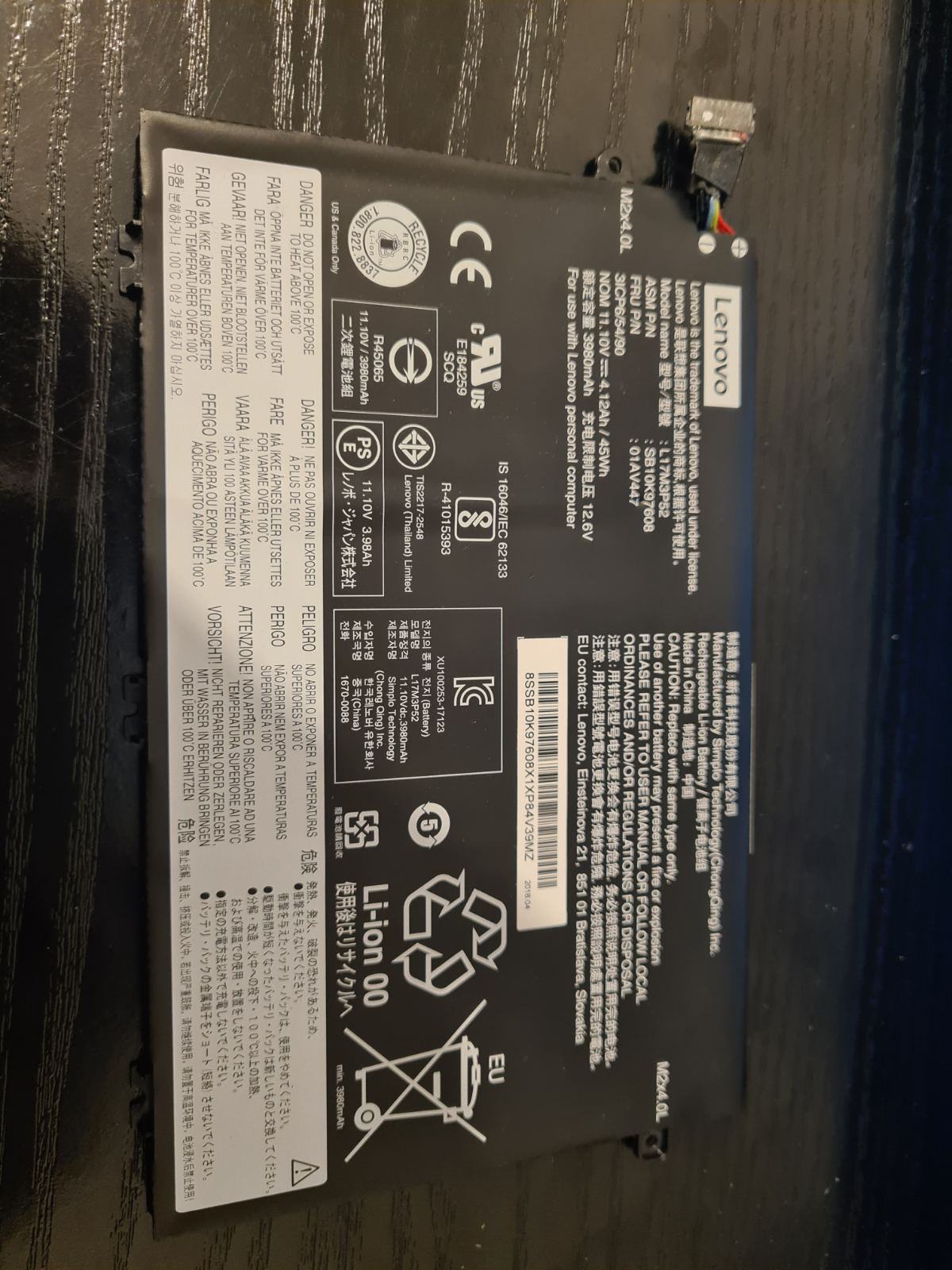 Baterija za Lenovo ThinkPad E480, E485, E490, E580, E585, E590, E595