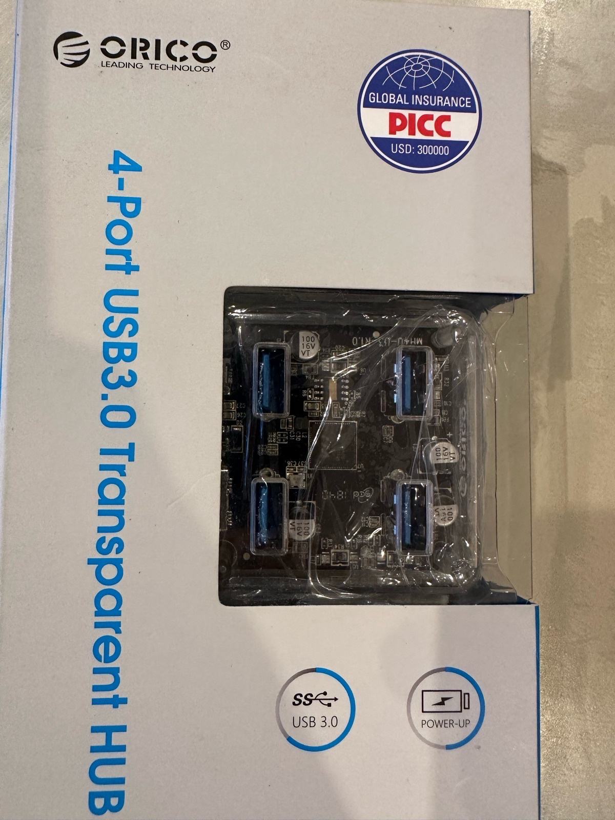 Adapter Orico 4-portni USB3.0 hub, prozirni