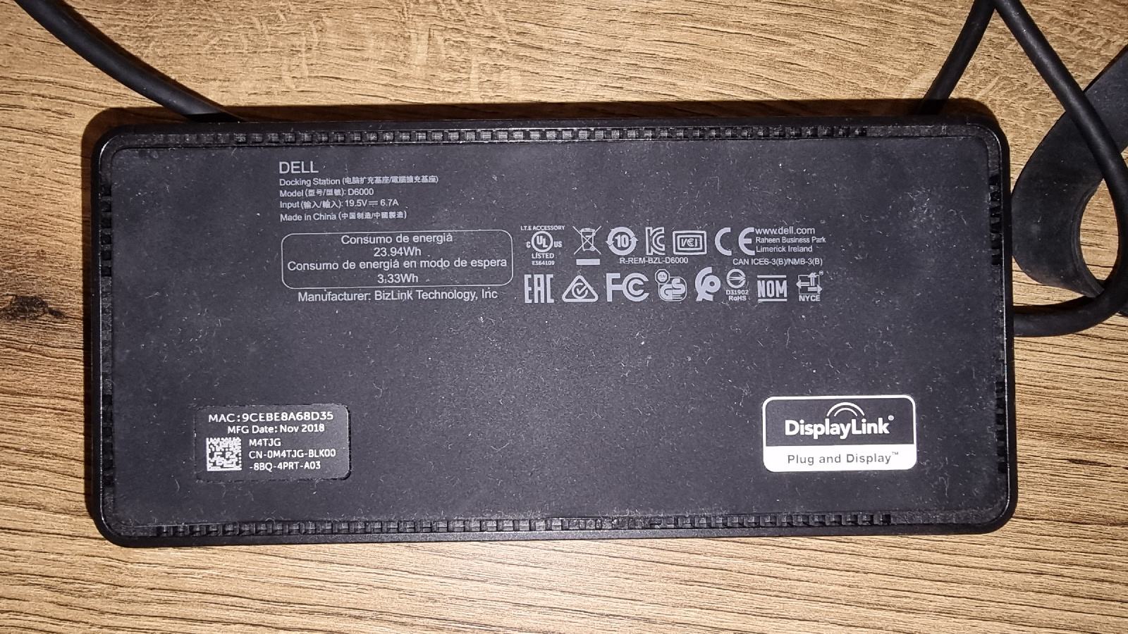 Dell D6000 docking station 130W