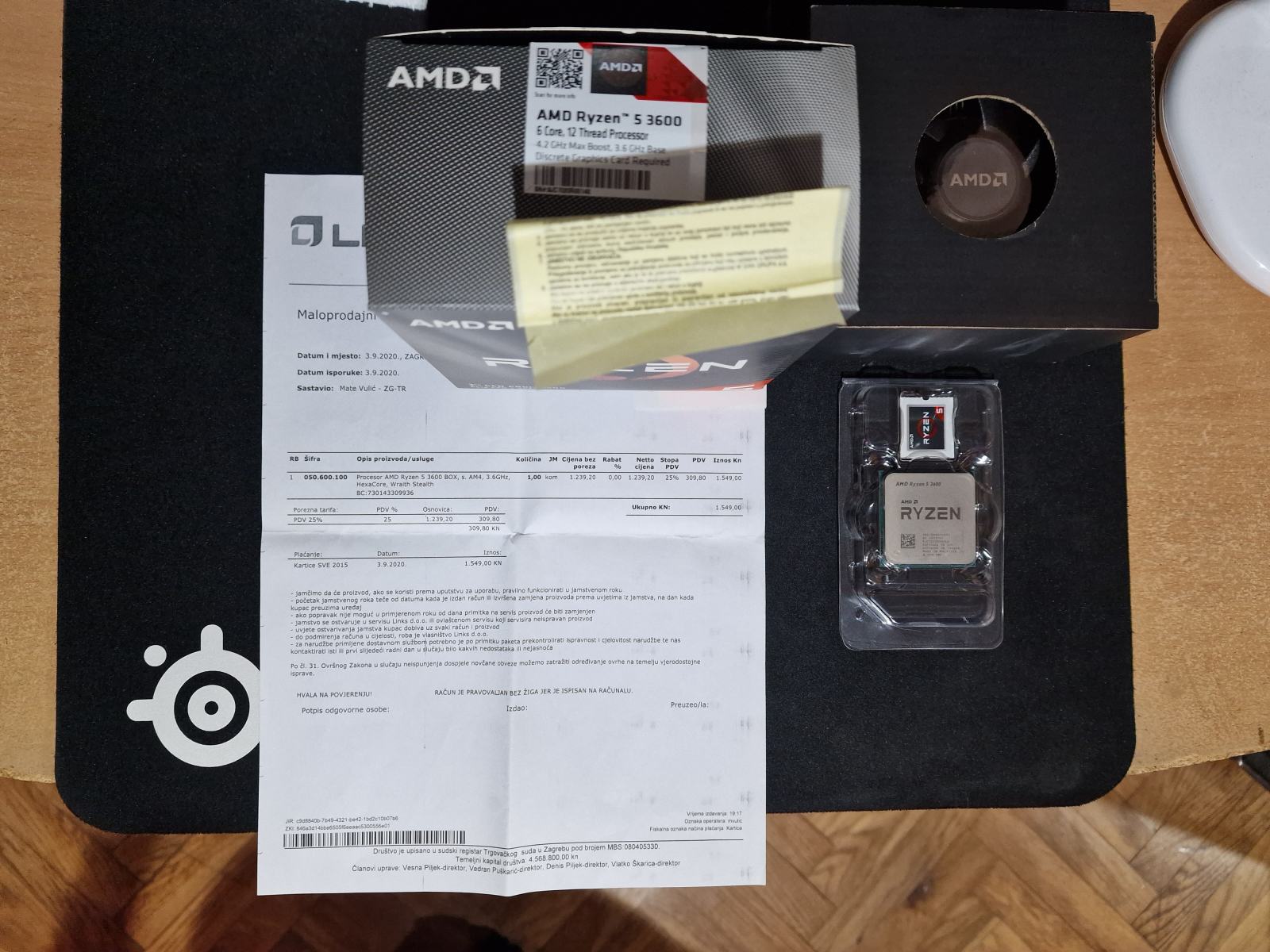 Ryzen 5 3600 + Wraith stealth cooler