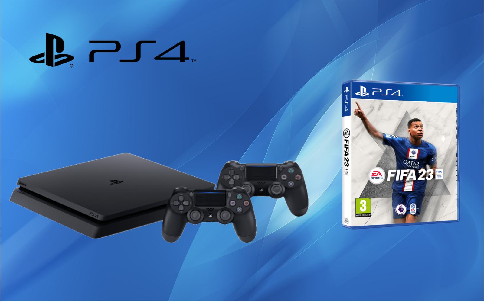 PLAYSTATION 4 SLIM 500GB + 2x Sony Dualshock 4 + FIFA 23 AKCIJA