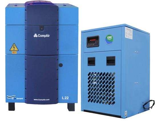 Vijčani kompresor CompAir L22 + rashladni sušač zraka