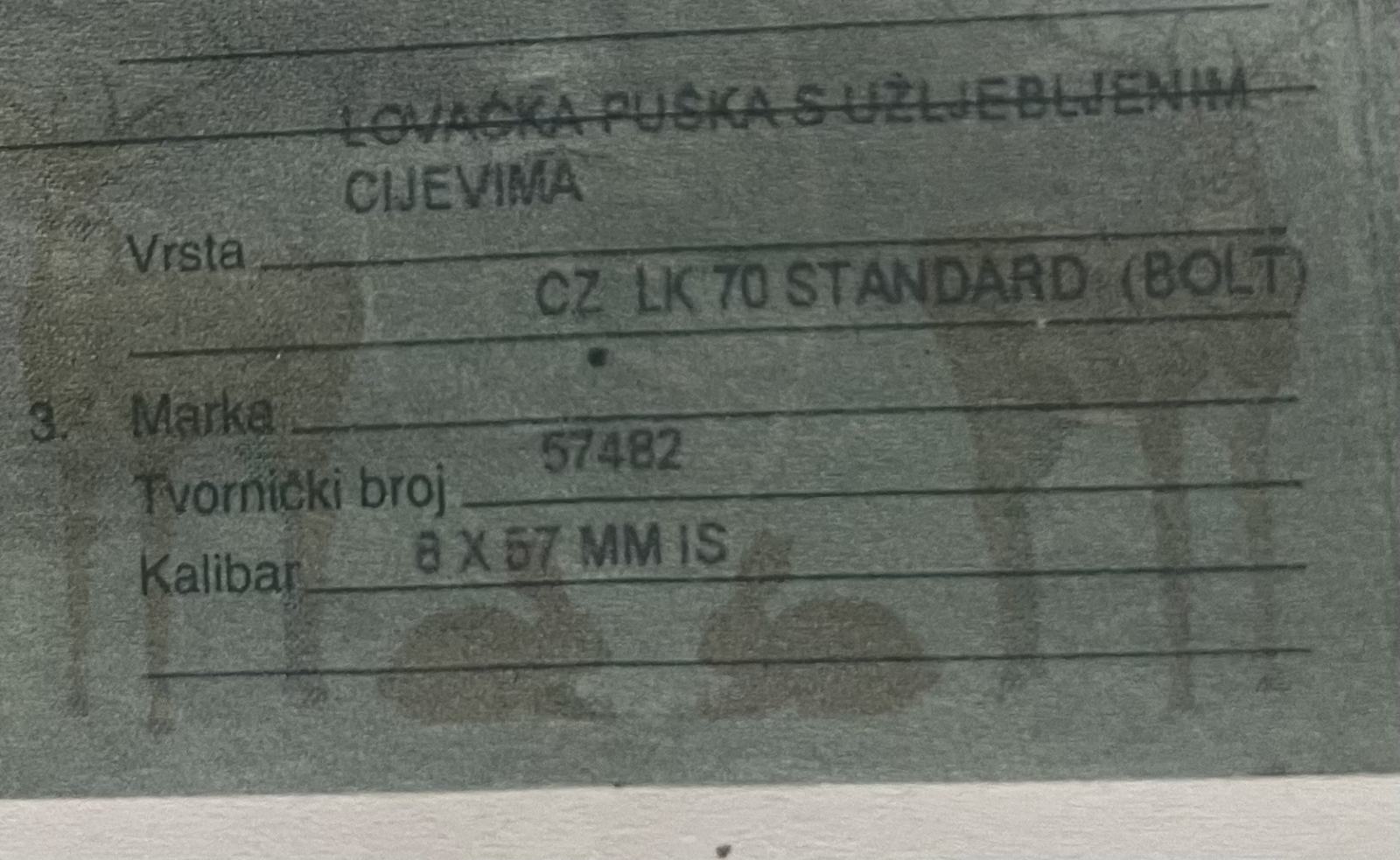 Lovačka puška CZ LK 70 Standard sa 20 metaka