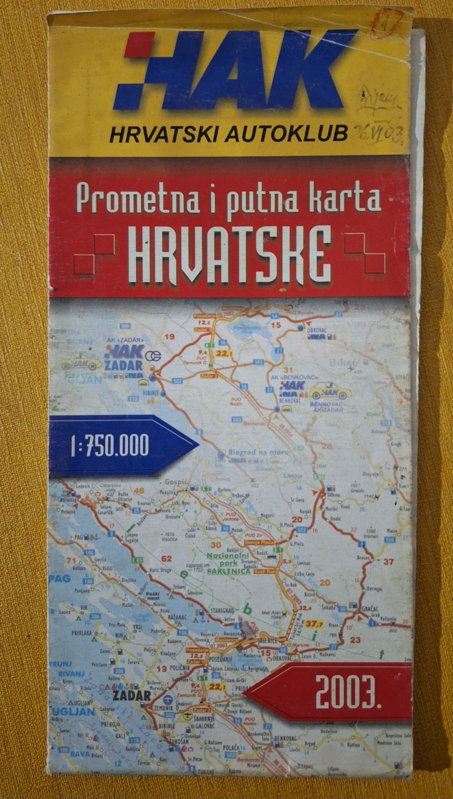 Karta - prometna i putna karta Hrvatske 1:750.000