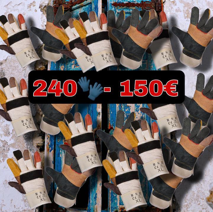 ZAŠTITNE KOŽNE RADNE RUKAVICE WORK - 240 PARA = 150