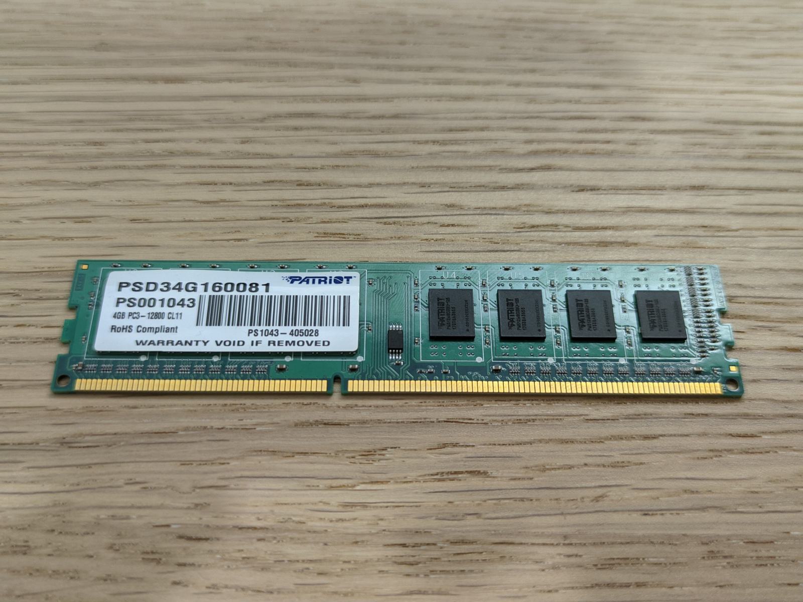 1x4 GB 1600 PATRIOT DDR3 RAM