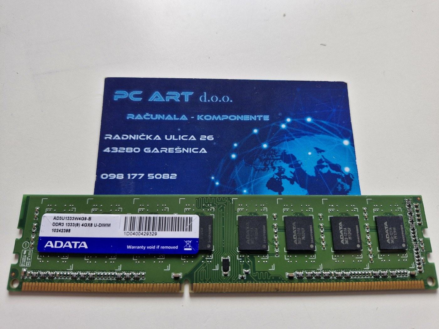 ADATA 4GB DDR3, PC3 1Rx8 10600, 1333 MHz - Račun / R1 / Jamstvo