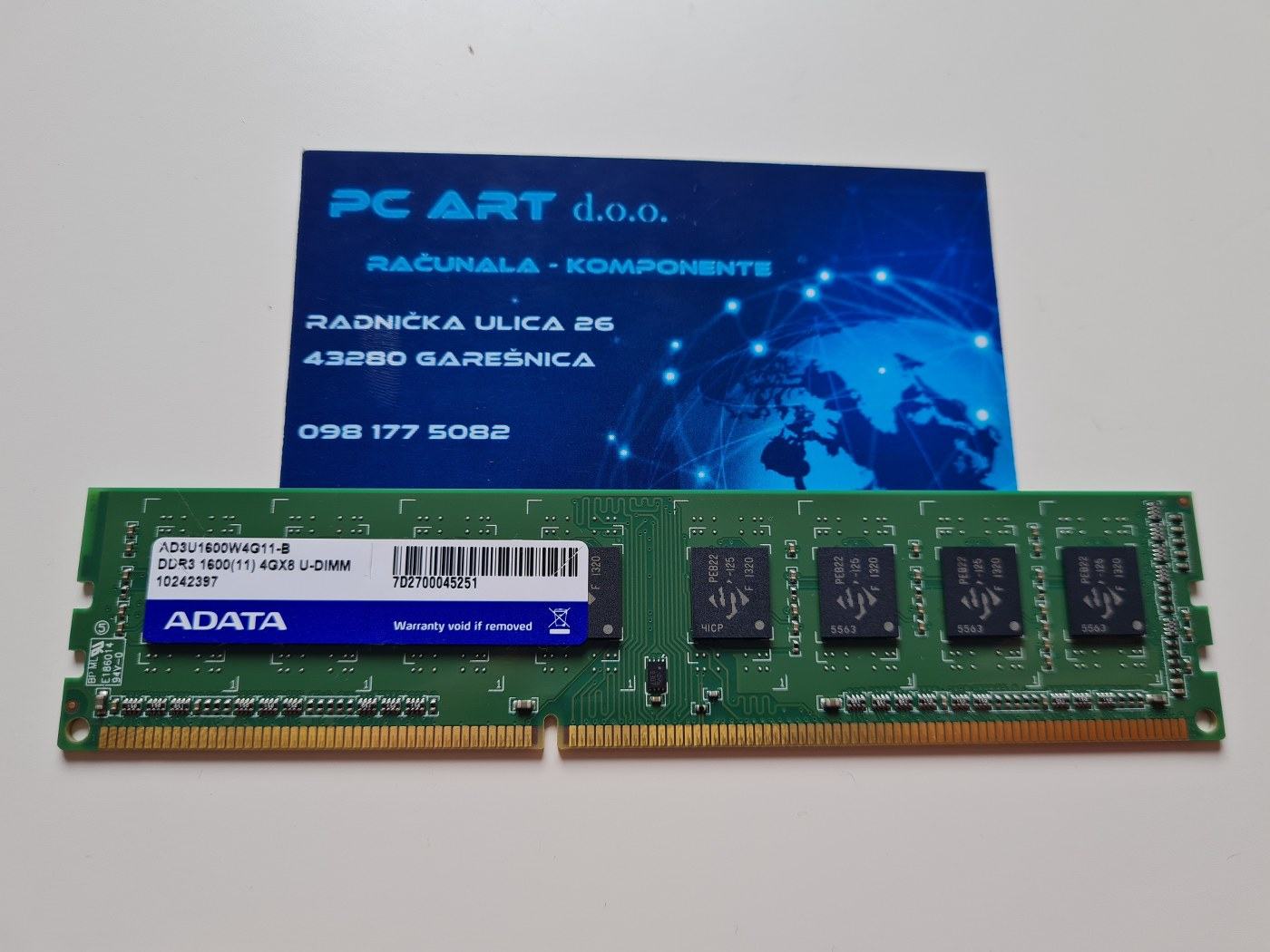 ADATA 4GB DDR3, PC3 12800, 1600 MHz - Račun / R1 / Jamstvo