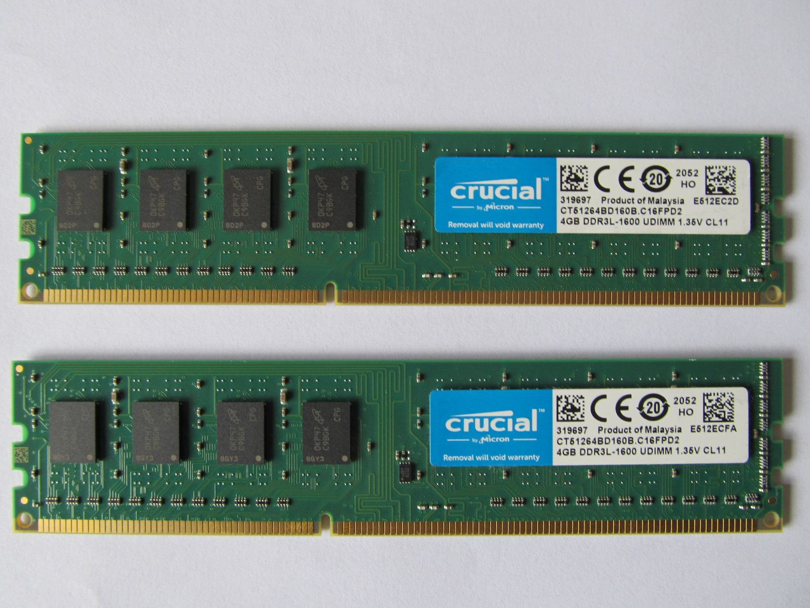 DDR3 Crucial 2x4GB DDR3L-1600 CL11 UDIMM 1,35V (CT51264BD160B)