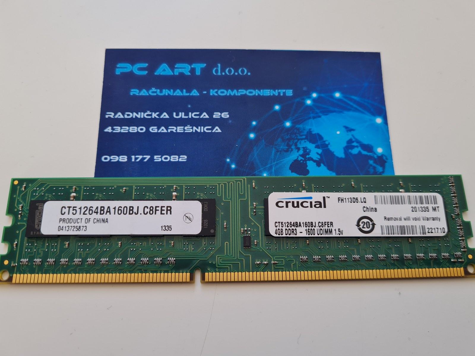 Crucial 4GB DDR3, PC3 2Rx8 12800, 1600 MHz - Račun / R1 / Jamstvo