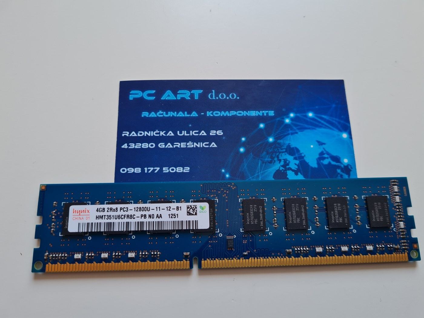 Hynix 4GB DDR3, 2Rx8 PC3 12800U, 1600 MHz - Račun / R1 / Jamstvo