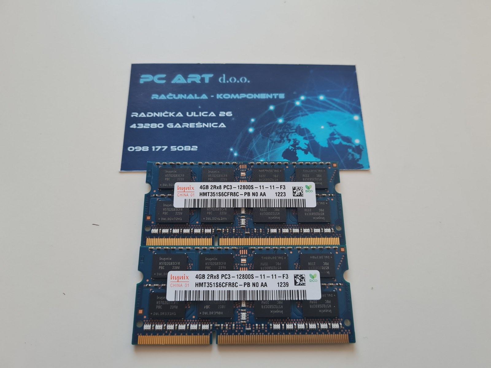 Hynix 8GB (2x4GB) DDR3, PC3 2Rx8 12800S, 1600 MHz, SODIMM, Račun/R1