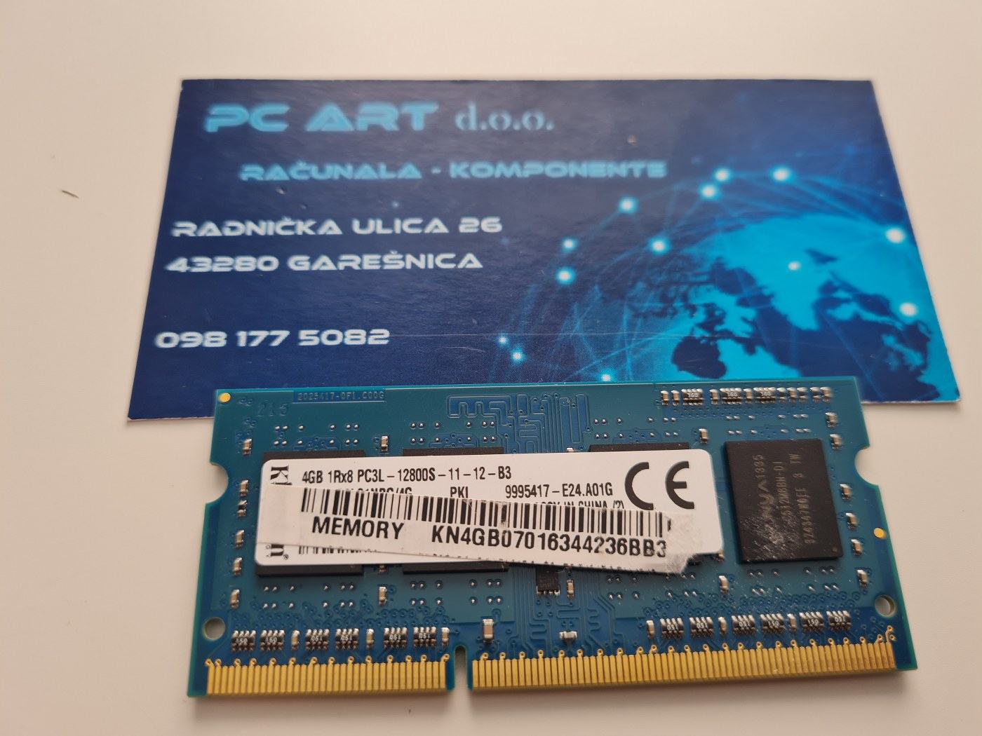 Kingston 4GB DDR3, PC3L 12800S, 1600 MHz, SODIMM, Račun / R1 / Jamstvo