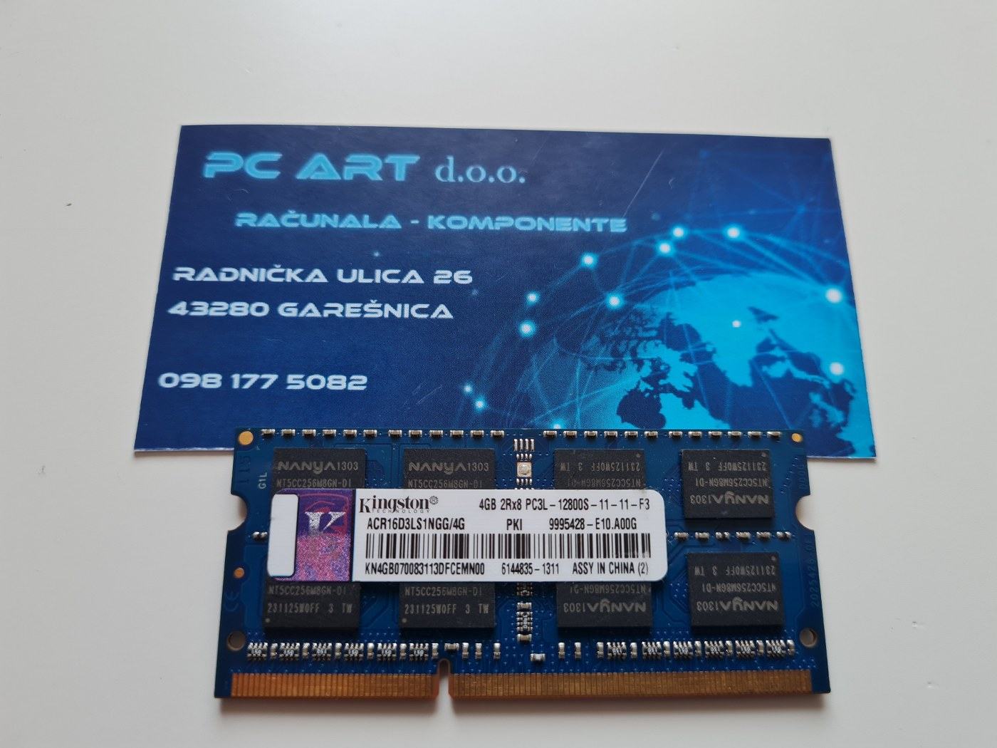 Kingston 4GB DDR3, PC3L 2Rx8 12800S, 1600 MHz, SODIMM, Račun/R1