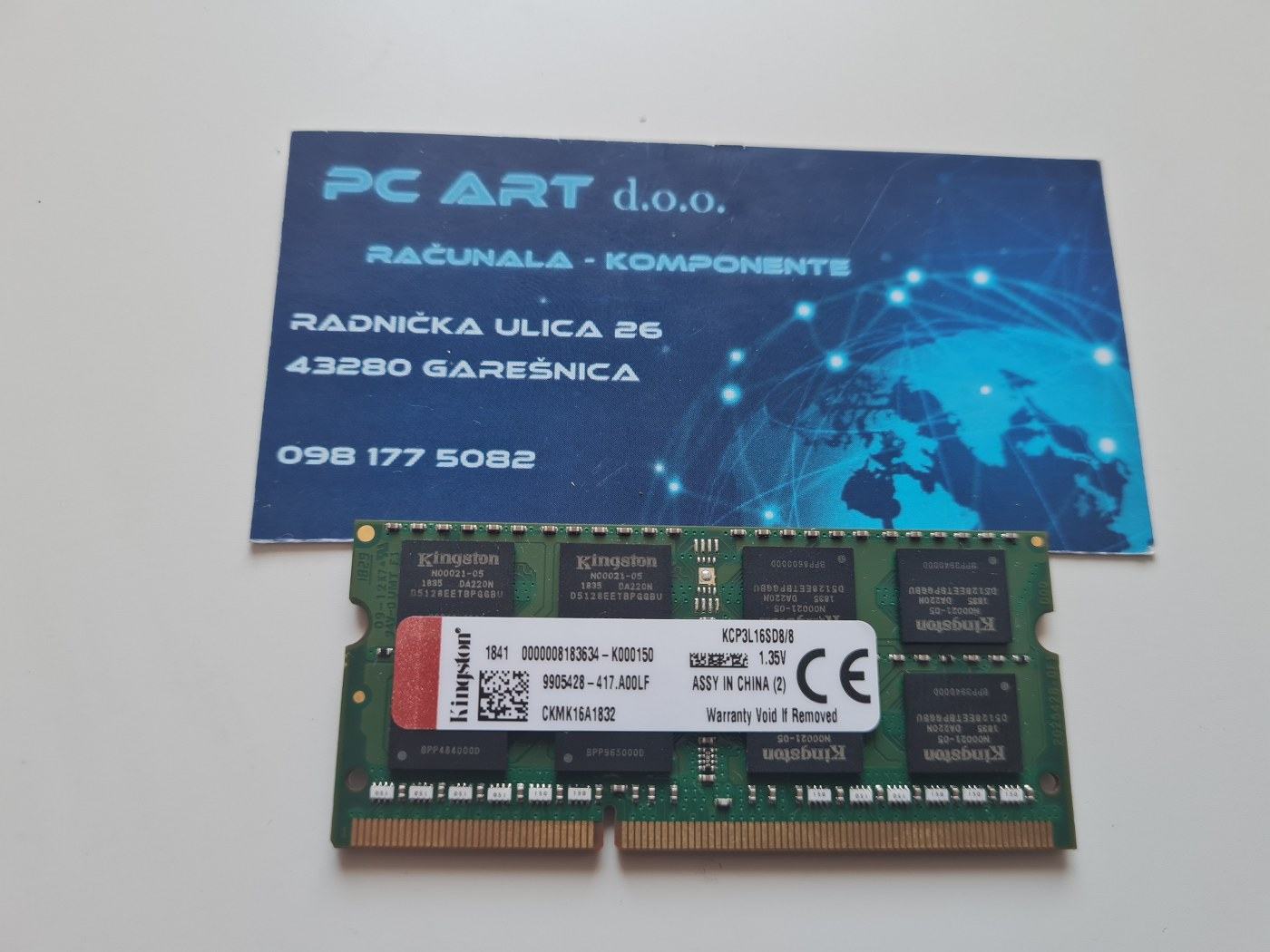 Kingston 8GB DDR3, PC3L 2Rx8 12800S, 1600 MHz, SODIMM, Račun / R1