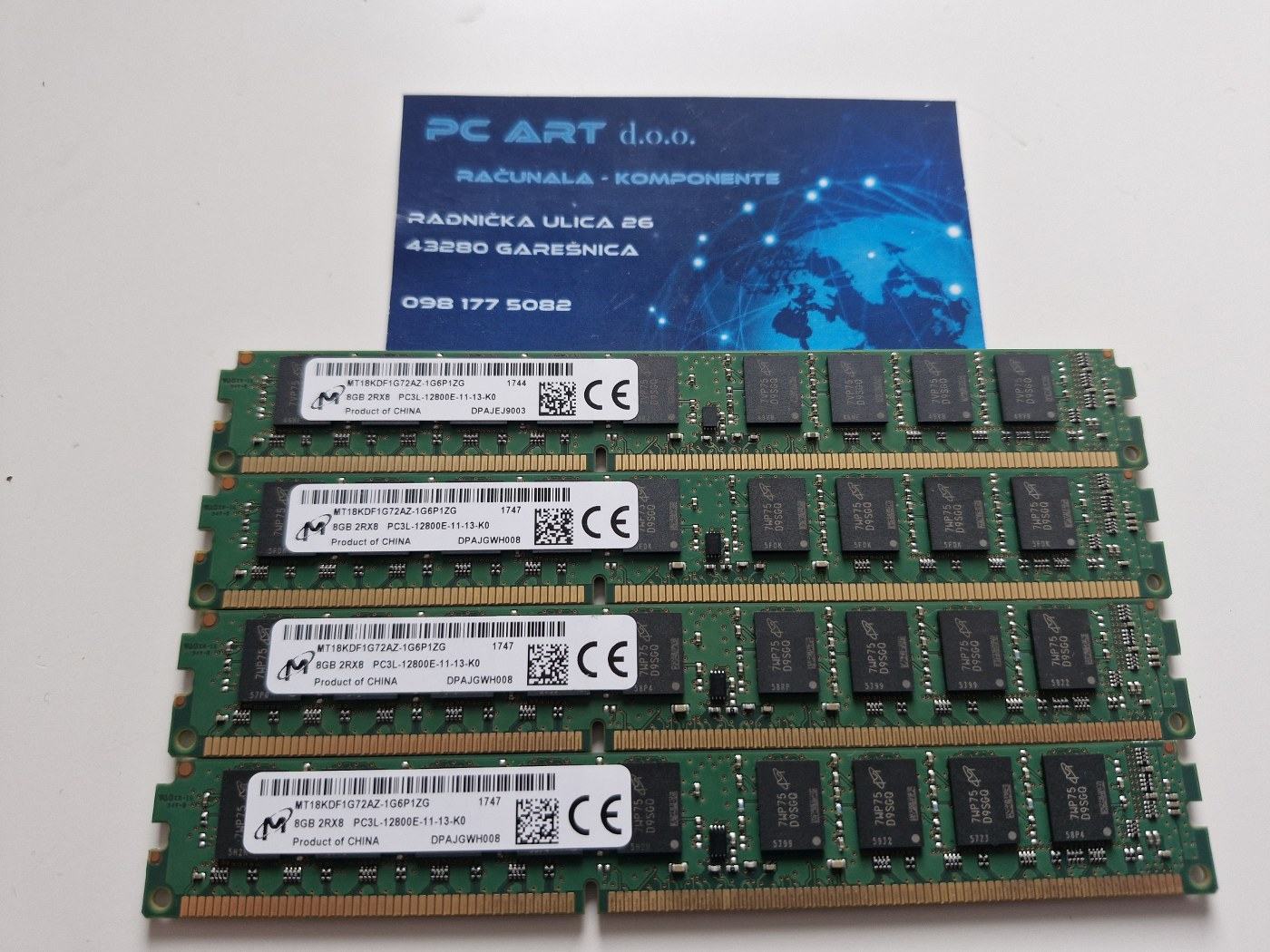 Micron 32GB (4x8GB) DDR3 ECC Unbuffered, PC3L, 12800E, 1600 MHz - R1