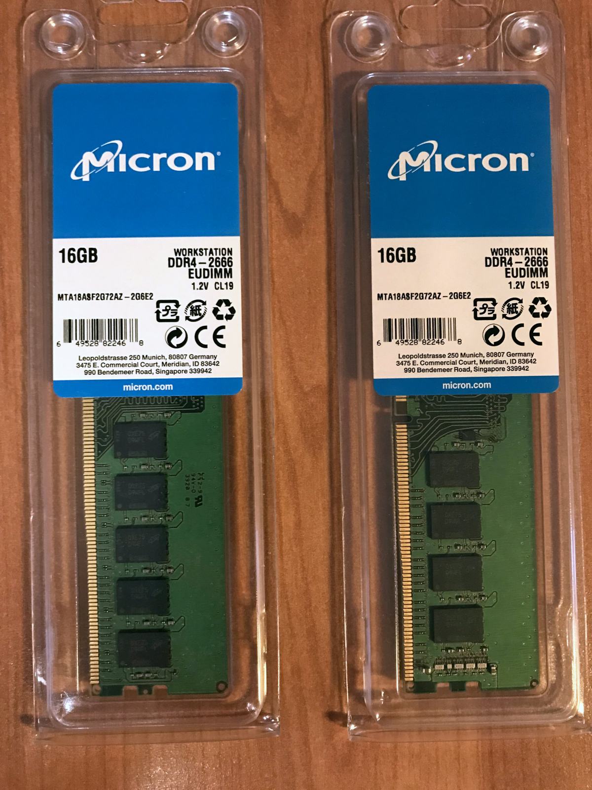 Micron DDR4 32GB (2x16GB) 2666MHz UDIMM ECC CL19 MTA18ASF2G72AZ-2G6E2