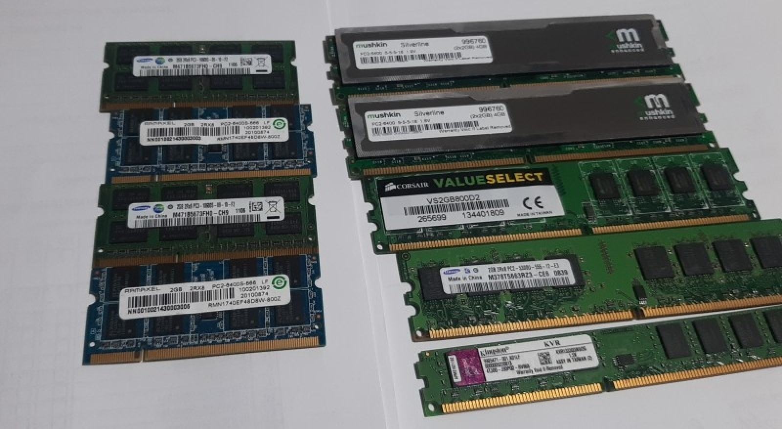 MIKS RAMOVA SA SLIKE DDR3 DDR2 2GB DIMM SODIMM