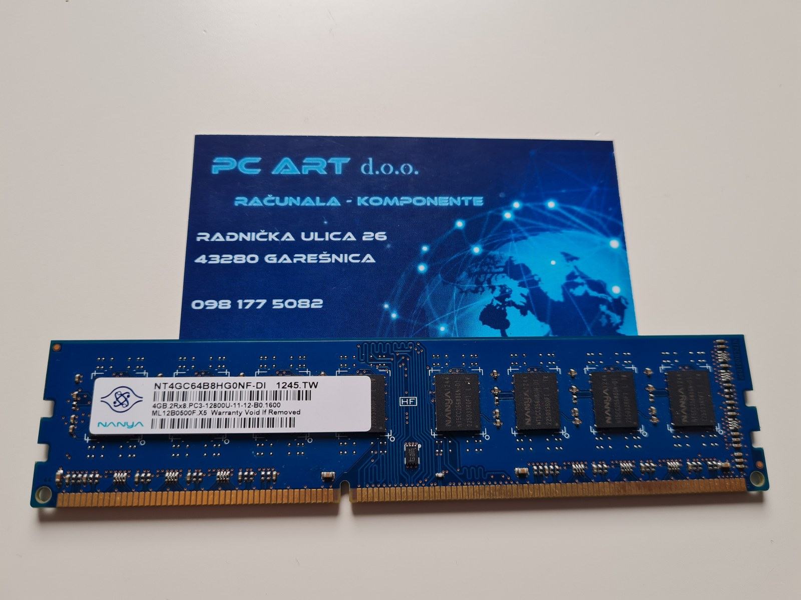 Nanya 4GB DDR3, 2Rx8 PC3 12800U, 1600 MHz - Račun / R1 / Jamstvo