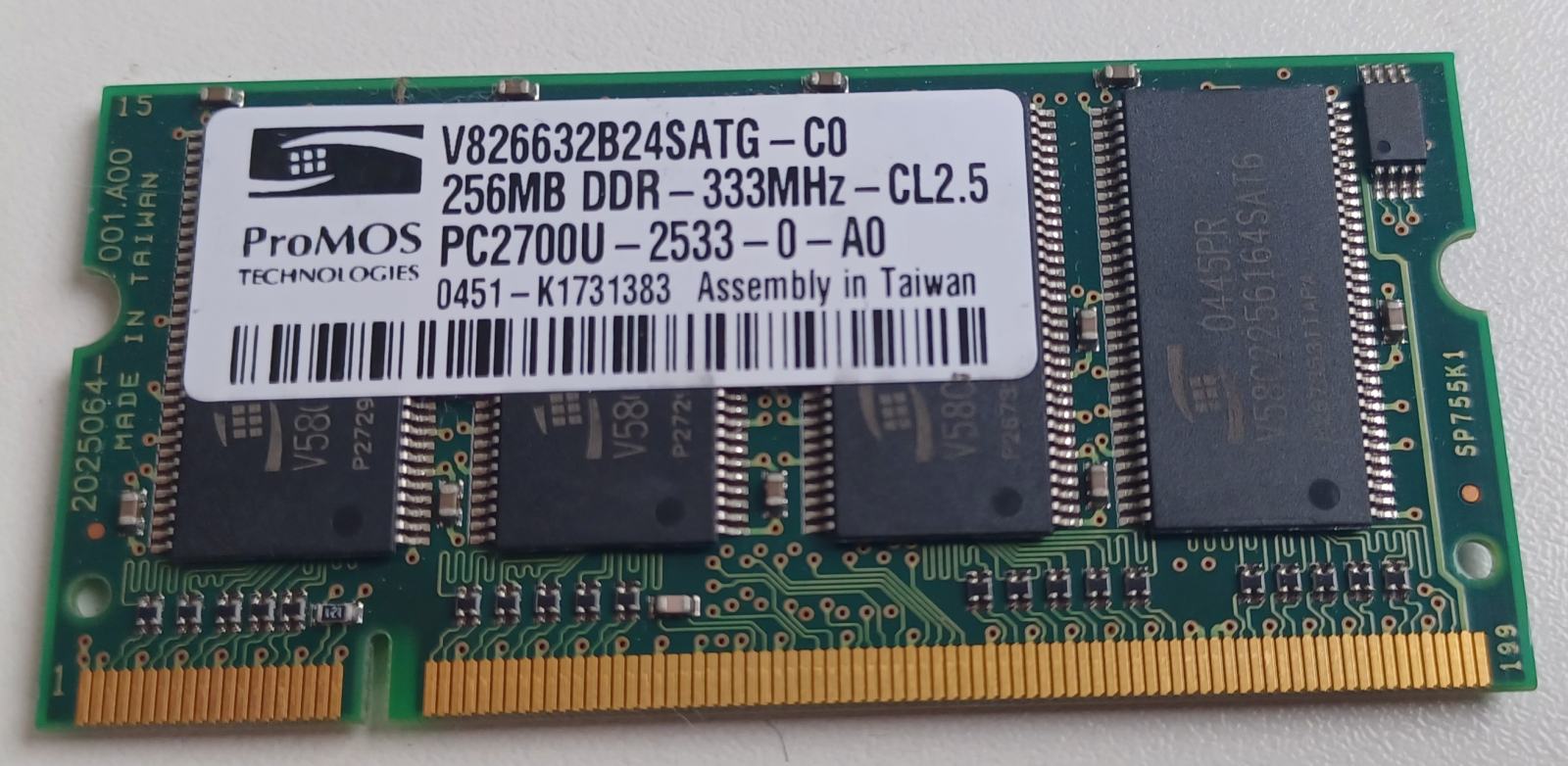 ProMOS RAM Memory 256MB DDR-333MHz-CL2.5