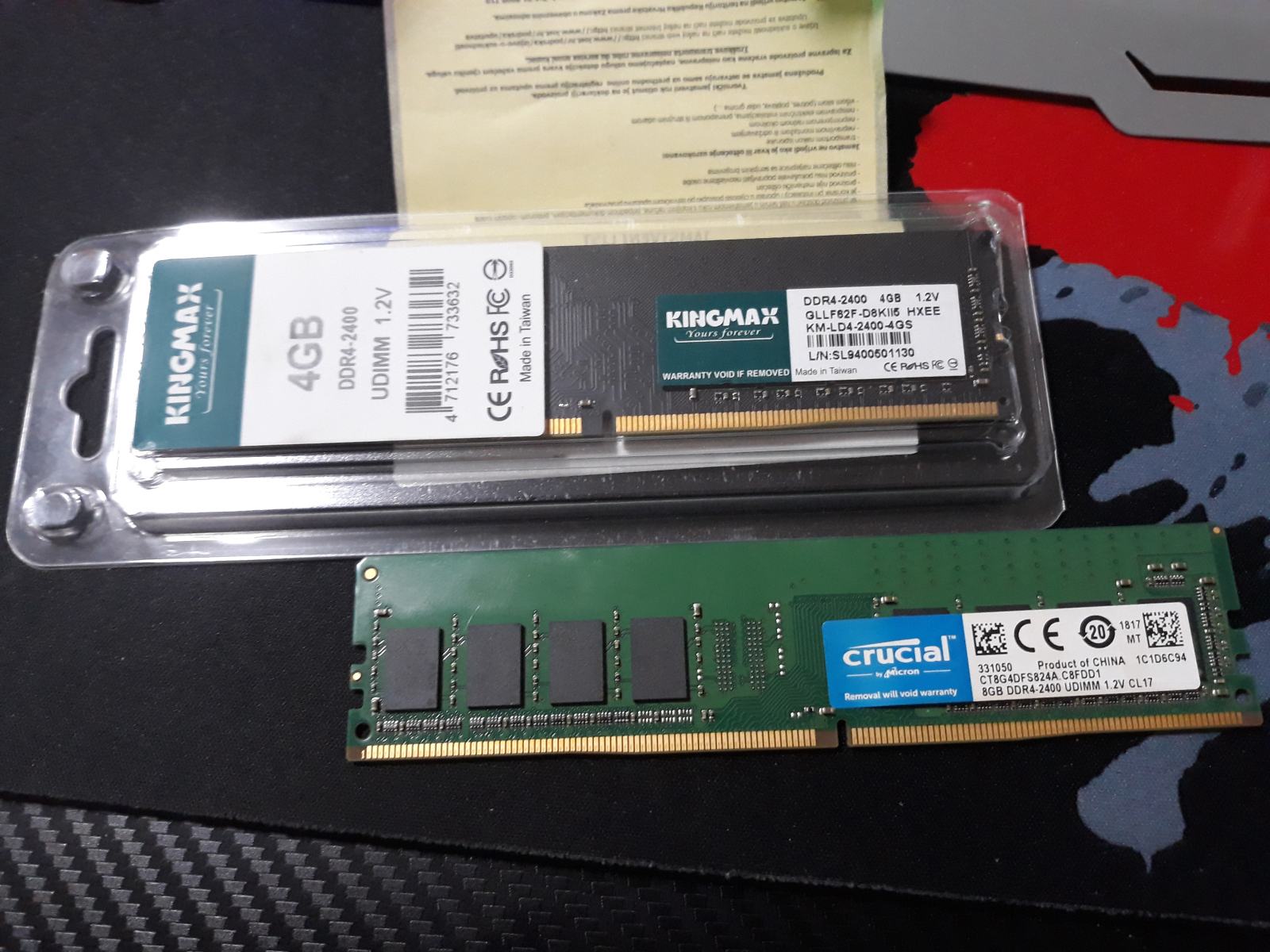 RAM ddr4 2400 mhz 12gb (4gb+8gb)