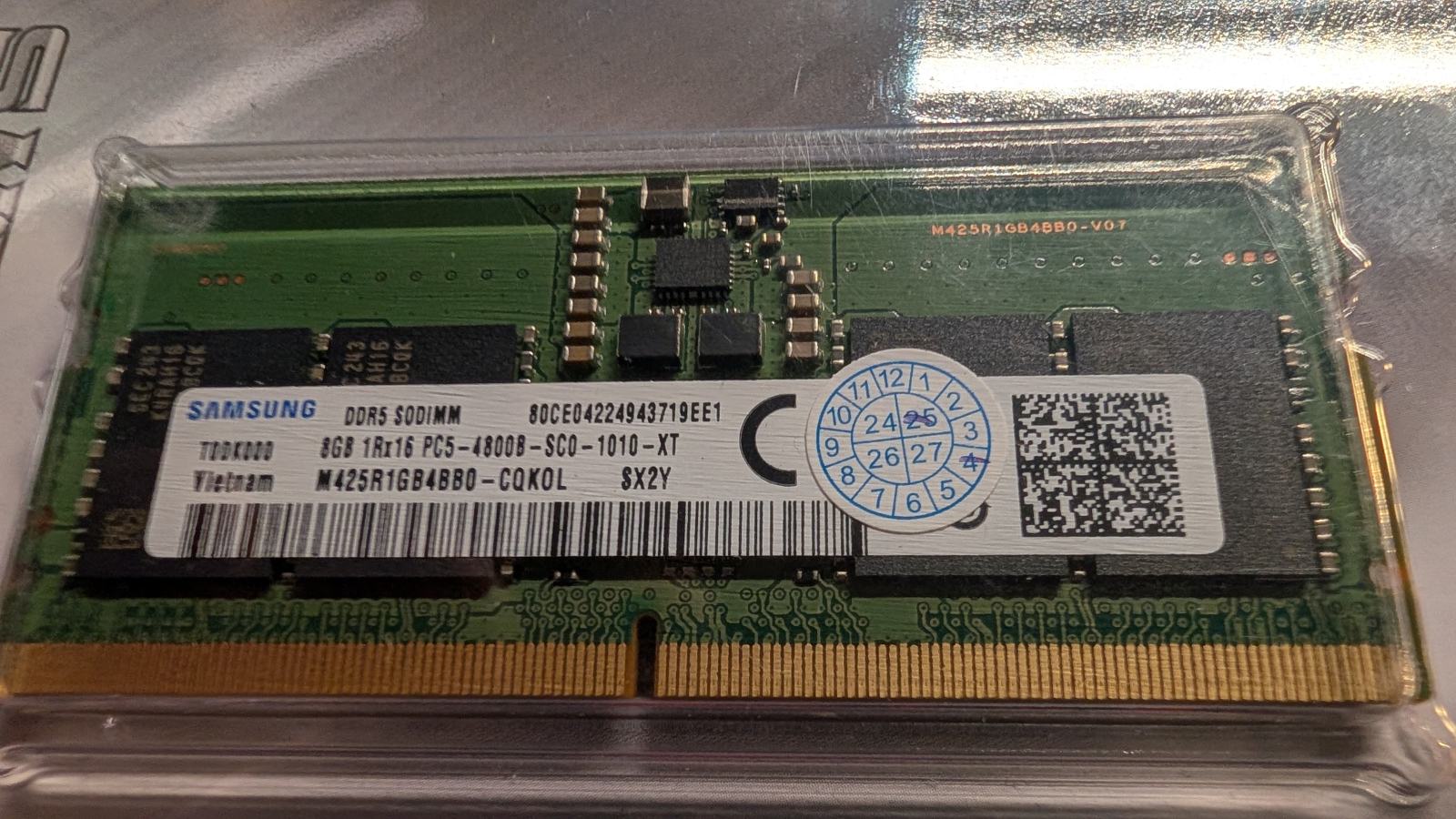 RAM Samsung 8Gb DDR5 4800 soDIMM (laptop, NAS) memorija