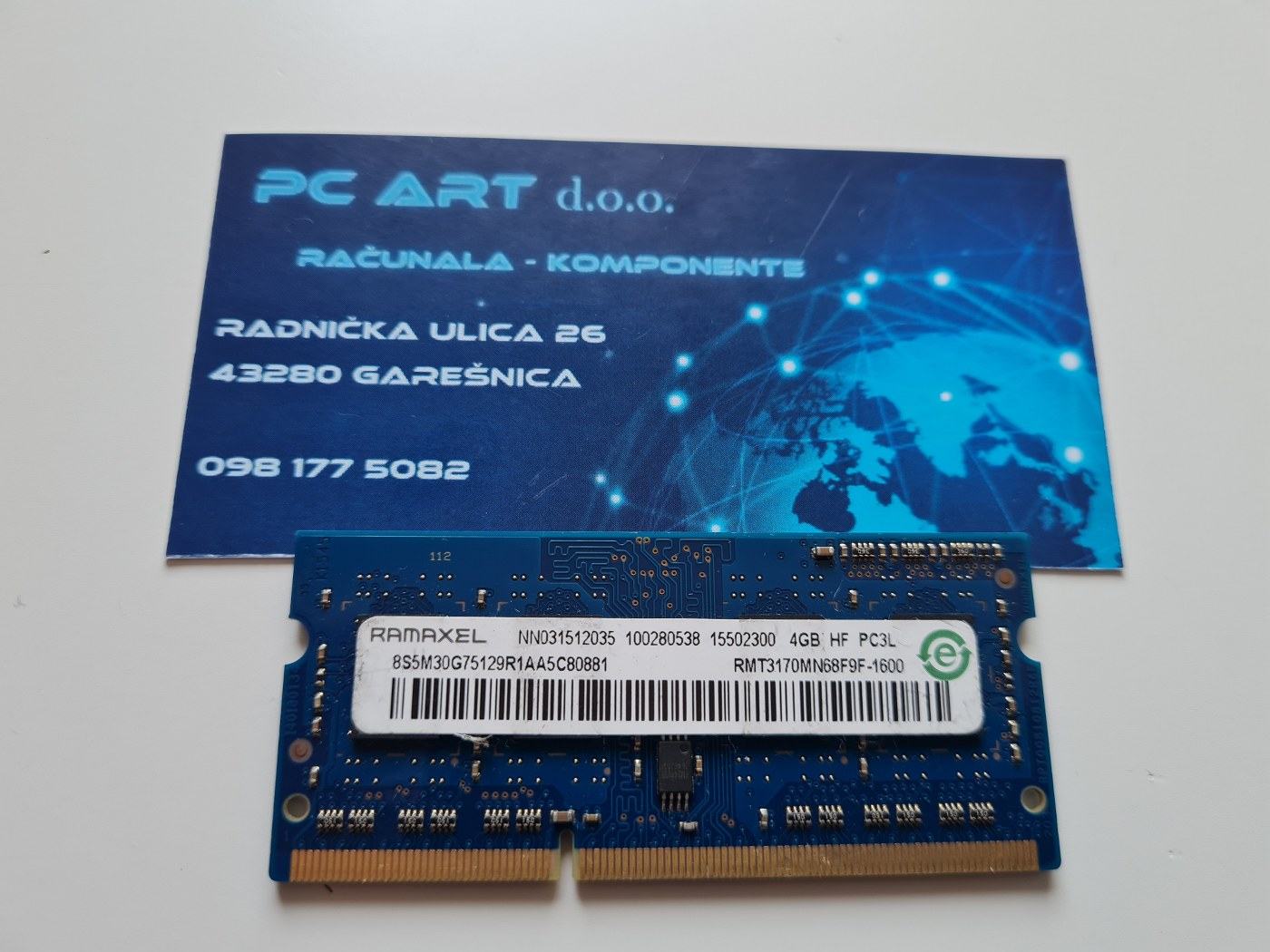 Ramaxel 4GB DDR3, PC3L 1Rx8 12800S, 1600 MHz, SODIMM, Račun/R1/Jamstvo
