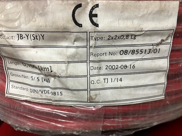 Kabel vatrodojavni 2x2x0,8 JB-Y(St)Y