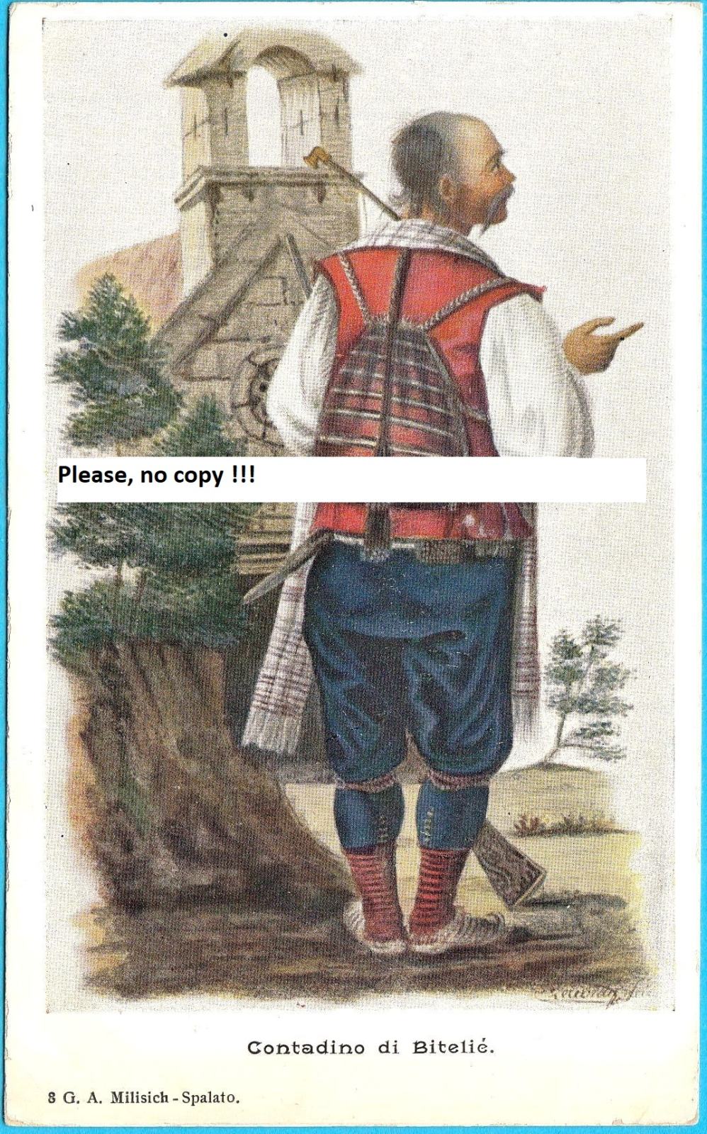 BITELIĆ (Sinj) - SELJAK IZ BITELIĆA austro-ugarska razgl. oko 1900. g.