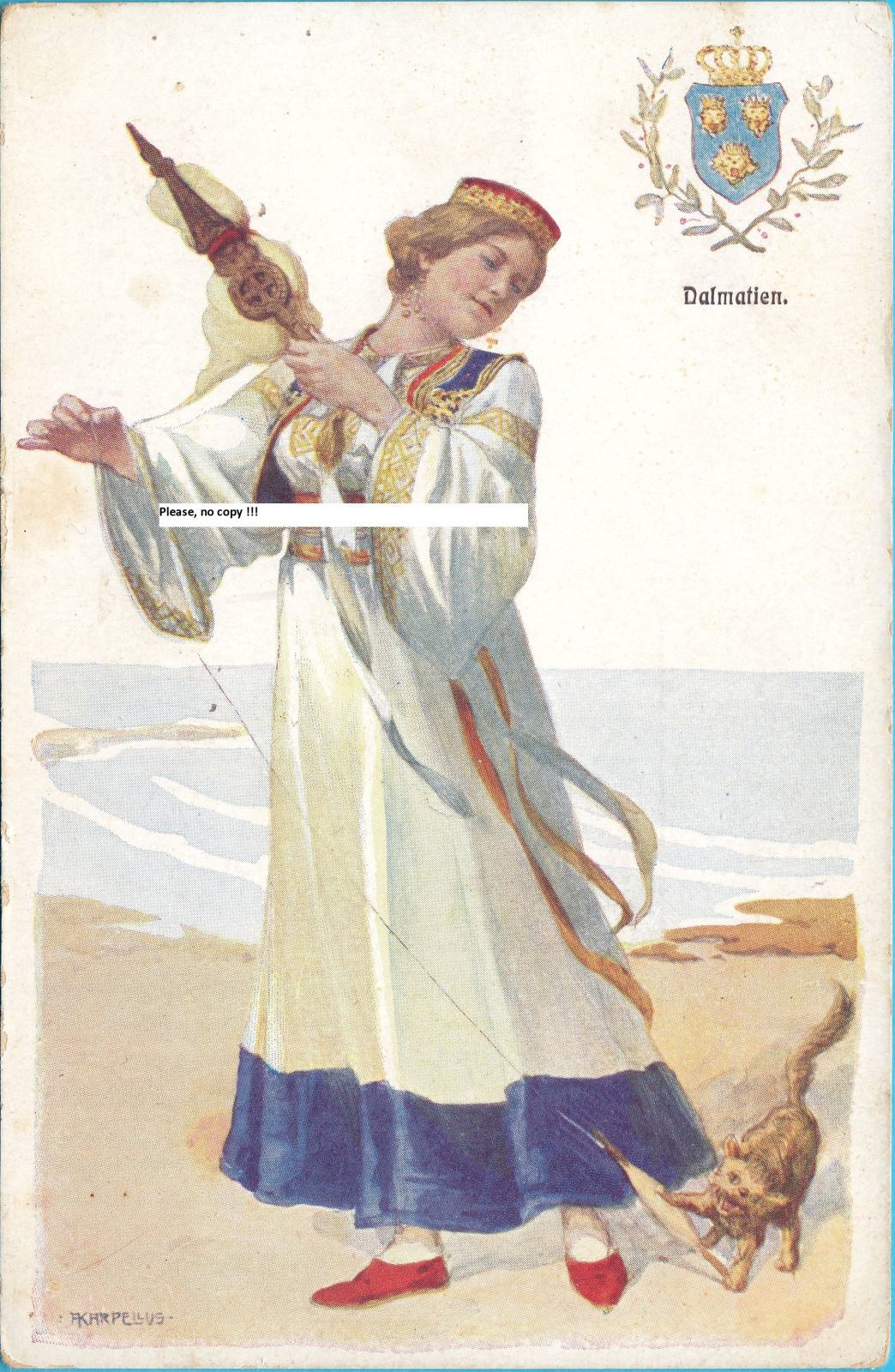 DALMATINKA (Dalmatinski grb) stara domoljubna razglednica * Dalmacija
