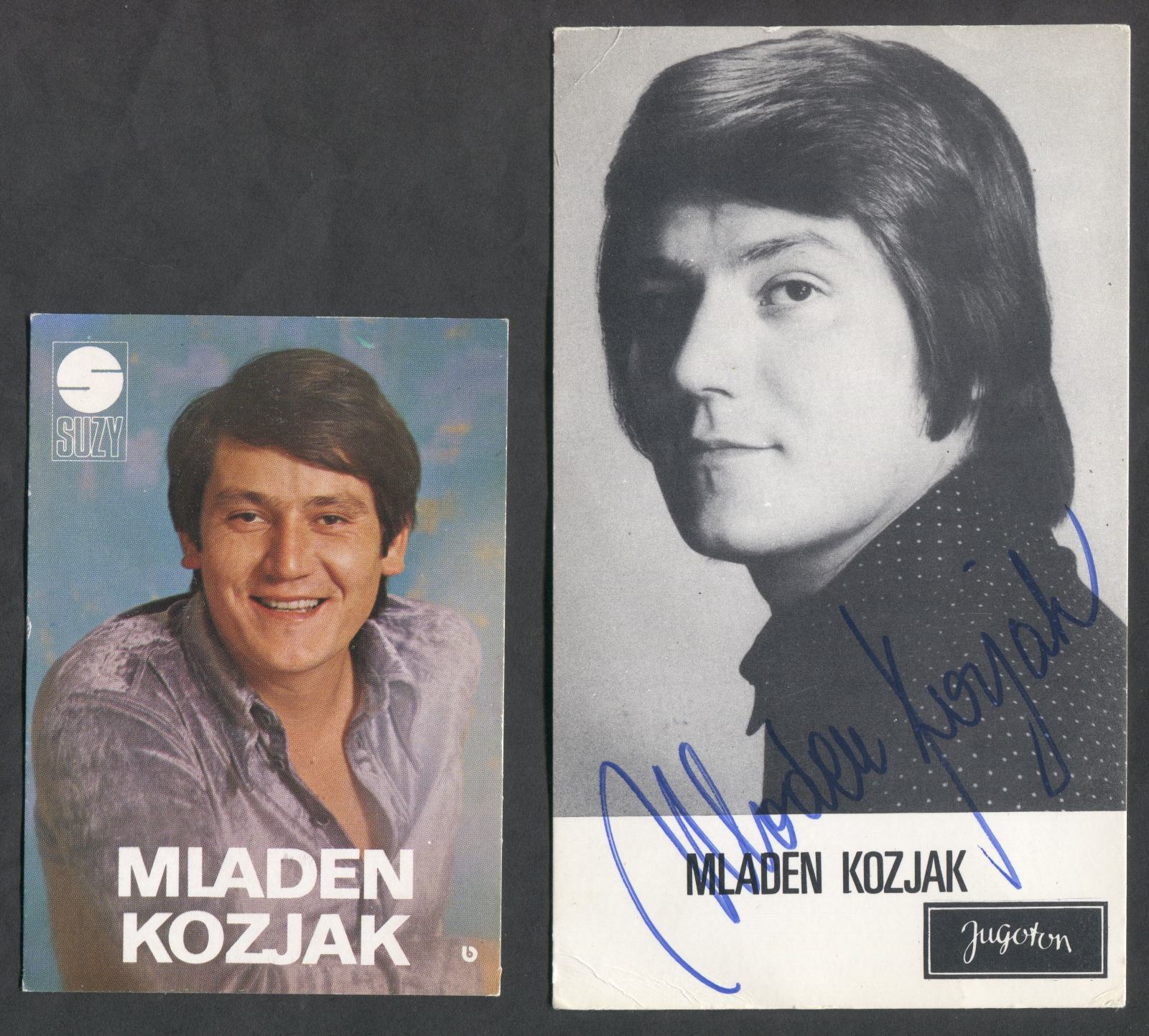 Mladen Kozjak pjevač glazba, originalan potpis autogram, 2 kom.