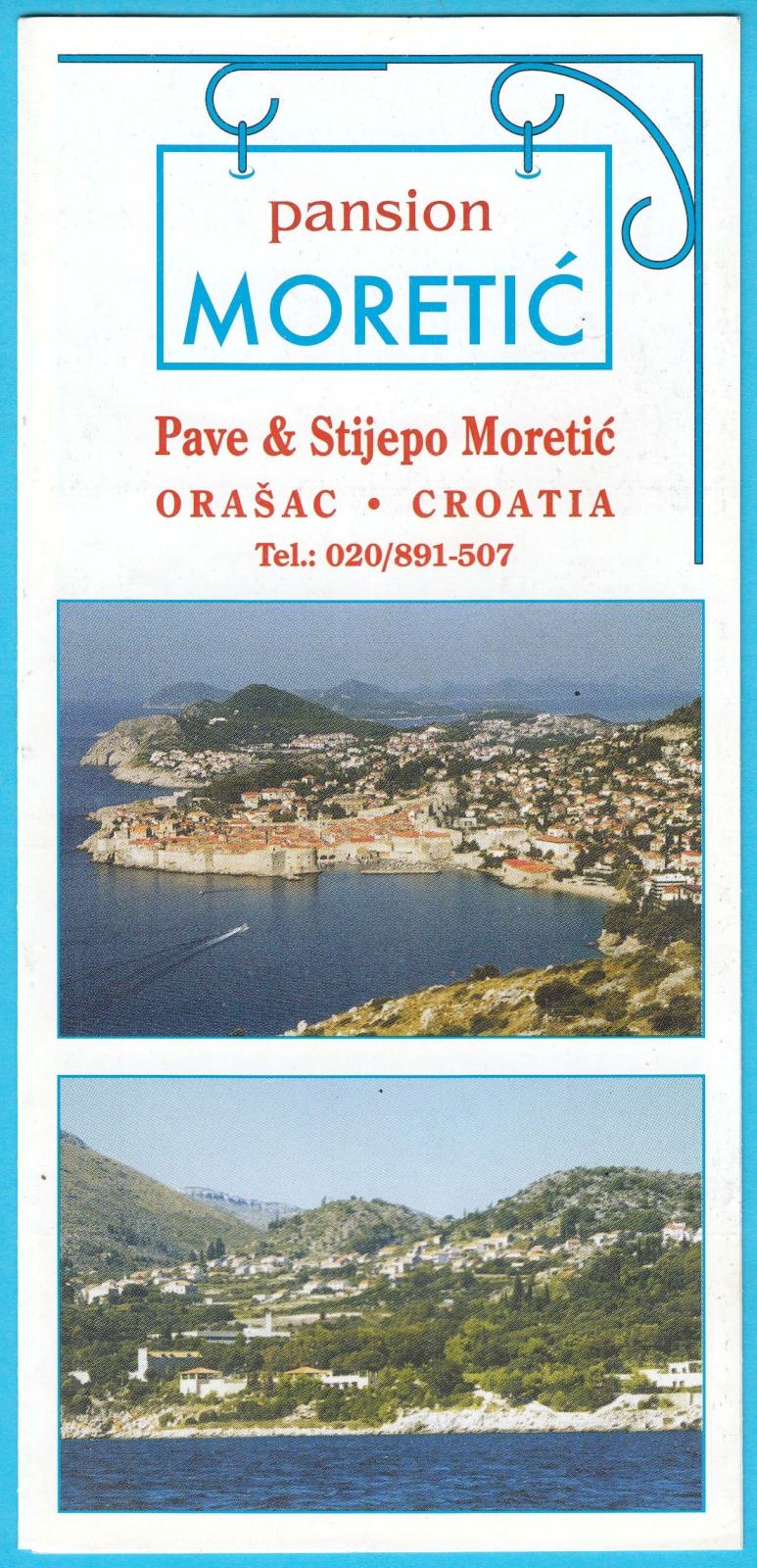 PANSION MORETIĆ ORAŠAC (Dubrovnik) stara turistička brošura prospekt