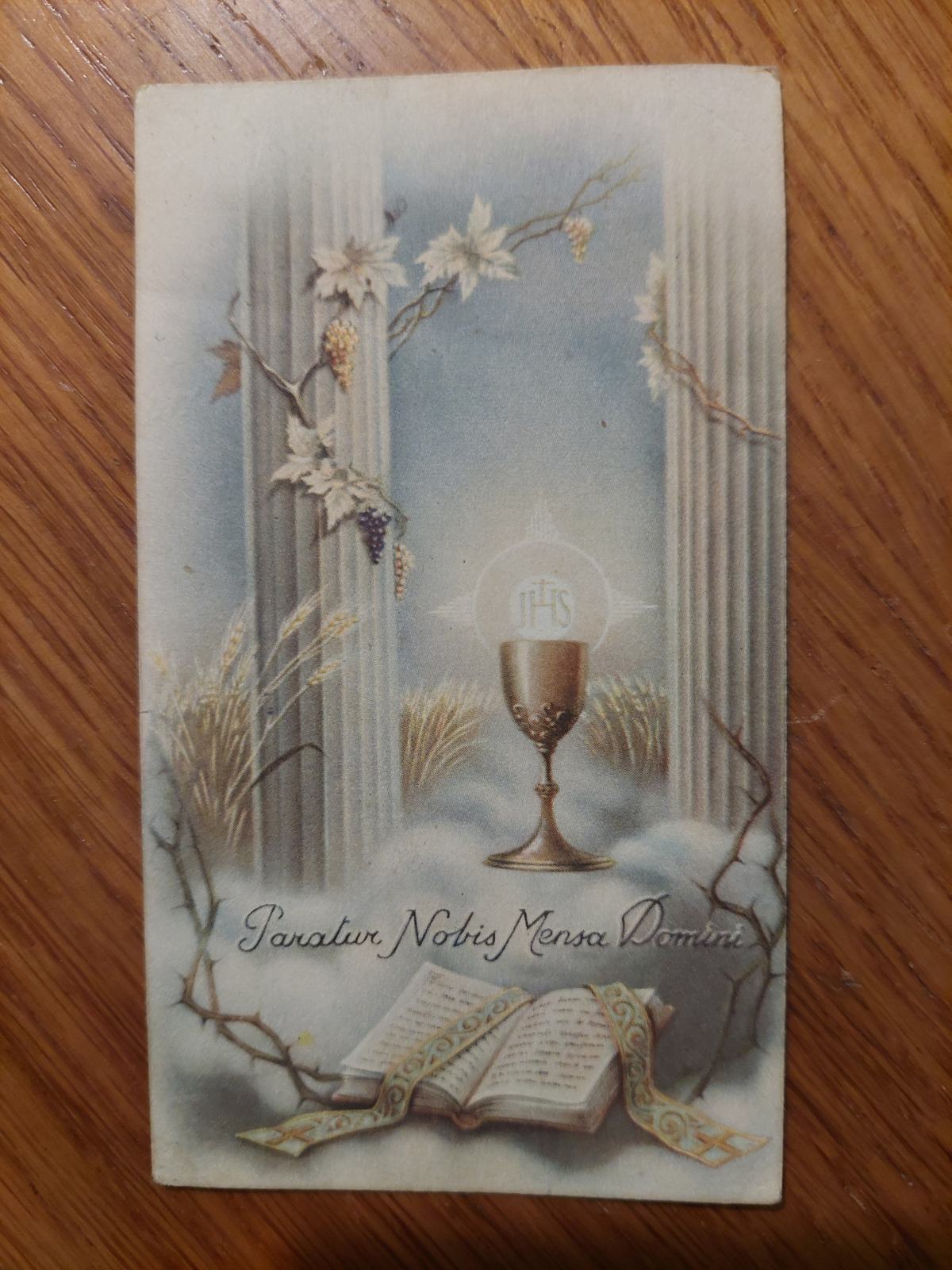 Paratur nobis mensa domini / Starinska SVETA sličica iz 1939.g.